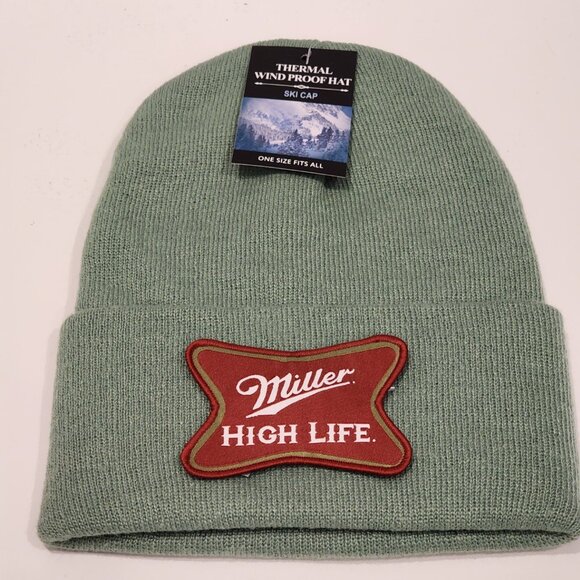 Accessories | Miller High Life Knit Cuffed Beanie In Mint Green | Poshmark